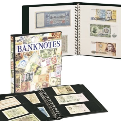 Banknoten Geldschein Album Ringbinder Ordner 18-Ring weiß schwarz ...
