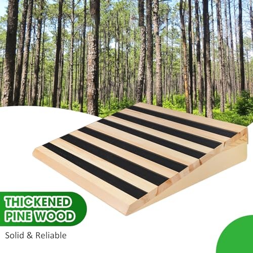 5 Inch Wooden Threshold Ramp for Home Steps(17.7" W*5.0" H, 17.7" W is ...