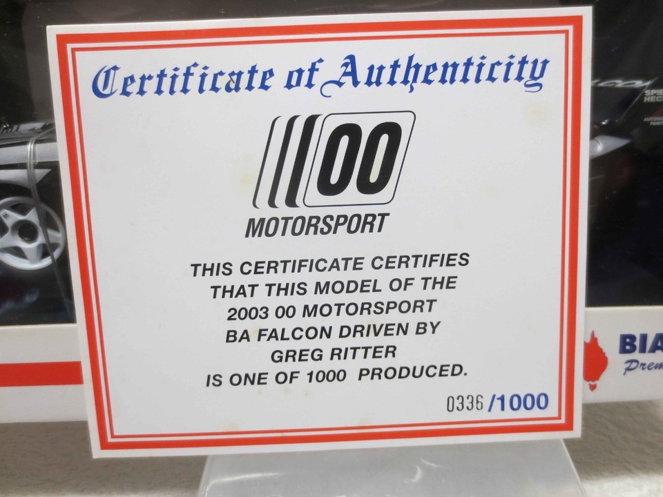 2003 GREG RITTER BA FORD FALCON OO MOTOR SPORT OPENING PARTS 1:18 SCALE ...