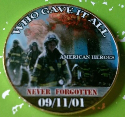 9/11 911 WE WILL NEVER FORGET COLORIZED ART ROUND CHALLENGE COIN | eBay