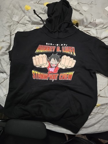 One Piece Hoodie Mens XS Black Monkey D. Luffy Straw Hat Crew Punch ...
