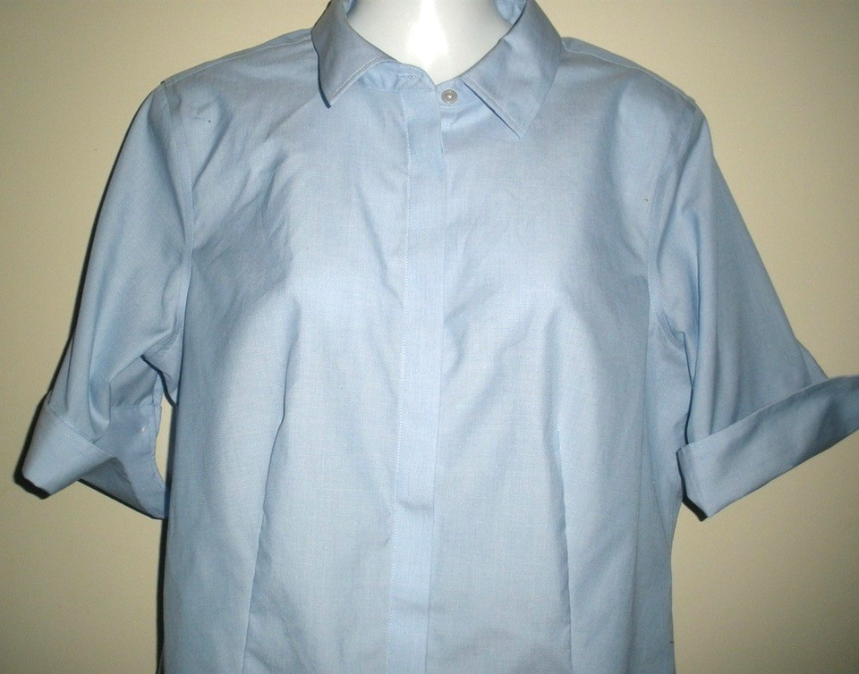 #587 Talbots Light blue Hidden Button Down SS Wrinkle Resistant 12 | eBay