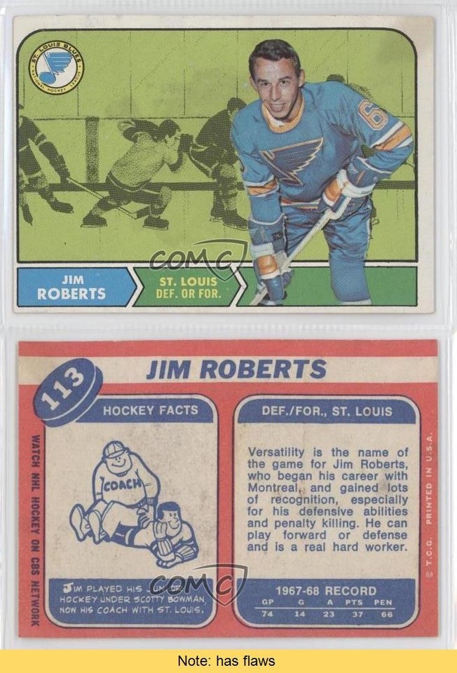 1968-69 Topps Jim Roberts Jimmy Roberts #113 READ 9bq | eBay