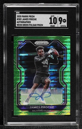 2020 Panini Prizm Neon Green Pulsar James Proche #382 SGC 9 MINT Rookie ...