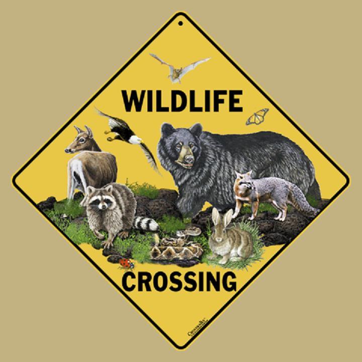 WILDLIFE Crossing Sign, 12" on sides, 16" on diagonal, Indoor/Out Use ...