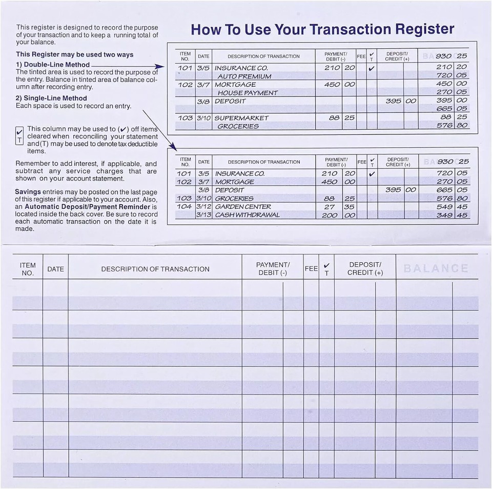 24 PCS Check Registers for Personal Checkbook, Easy to Read Checkbook ...