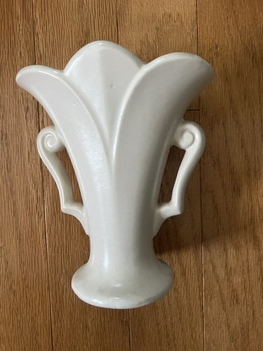 Vintage White USA Pottery Vase Tulip Shape | eBay