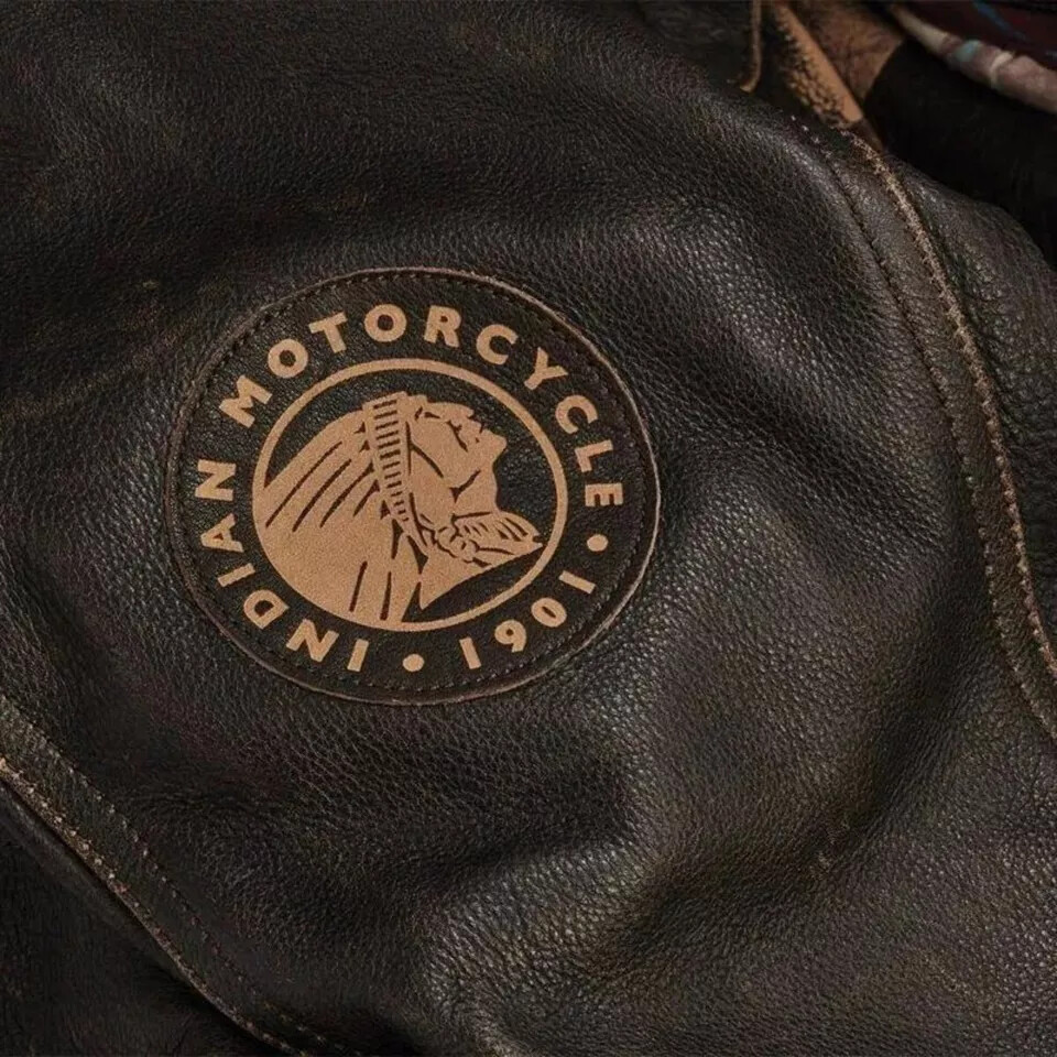 Men's Indian Motorcycle Distressed Genuine Cowhide Leather jacket Biker ...