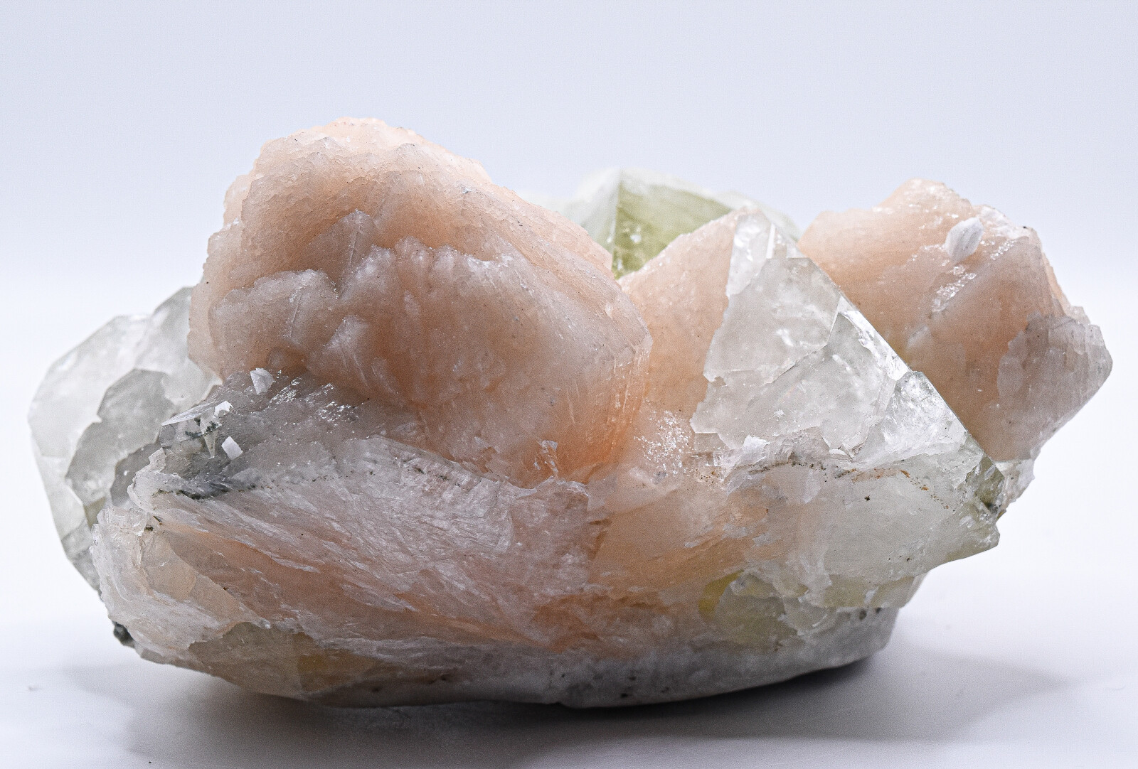 5.2" 1.95LBs Clear Green Apophyllite w/ Orange Stilbite Geode Cubic ...