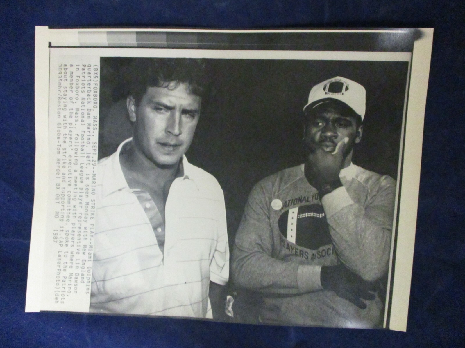 1987 NFL Strike Dan Marion Miami QB & Lin Dawson NE Vintage Wire Press ...