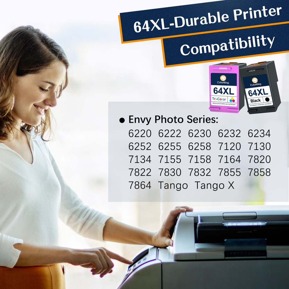 64XL Black Color Ink Cartridge 64 XLfor HP Envy 7155 7158 7855 7858 Printers | eBay