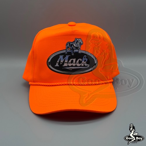 Mack Trucks Hat Vintage Retro Neon Orange Trucker Rope Cap King of the ...