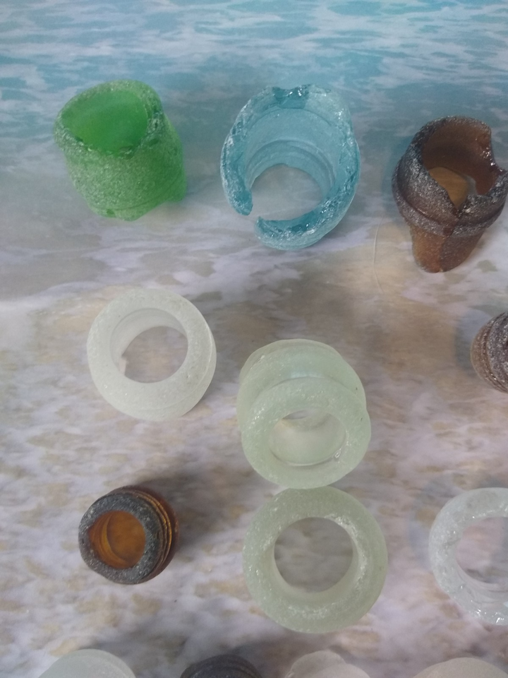 LOT 21 Genuine Sea Glass Bottle Neck Rings | eBay