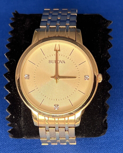 Bulova Women's Watch 97P123 Diamond Accent Gold Tone Stainless Steel ...