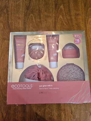 NEW In Box ECOTOOLS Just Glow With It 6 Piece Gift Set Scrub Lotion ...