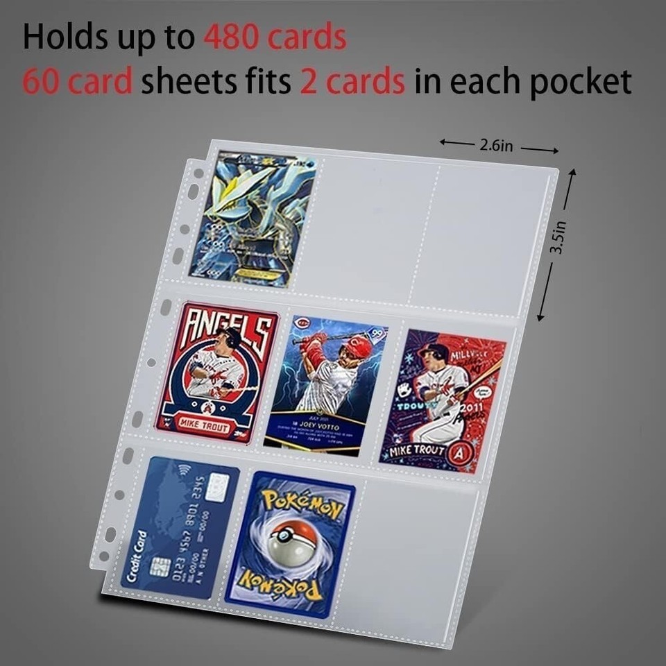 540 Pockets Card Sleeves Binder Sheets Baseball Card Sleeves Pages for ...