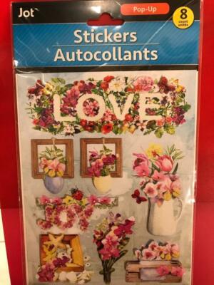 JOT LOVE, JOY, FLOWERS THEME POP-UP STICKER SHEET (8 STICKERS) | eBay