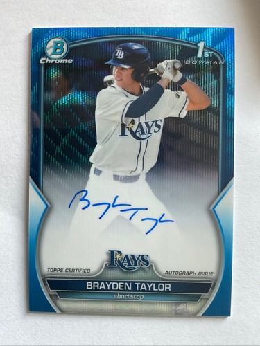 2023 Bowman Chrome Blue Refractor Auto BRADEN TAYLOR 1st RC, RAYS #CDA ...