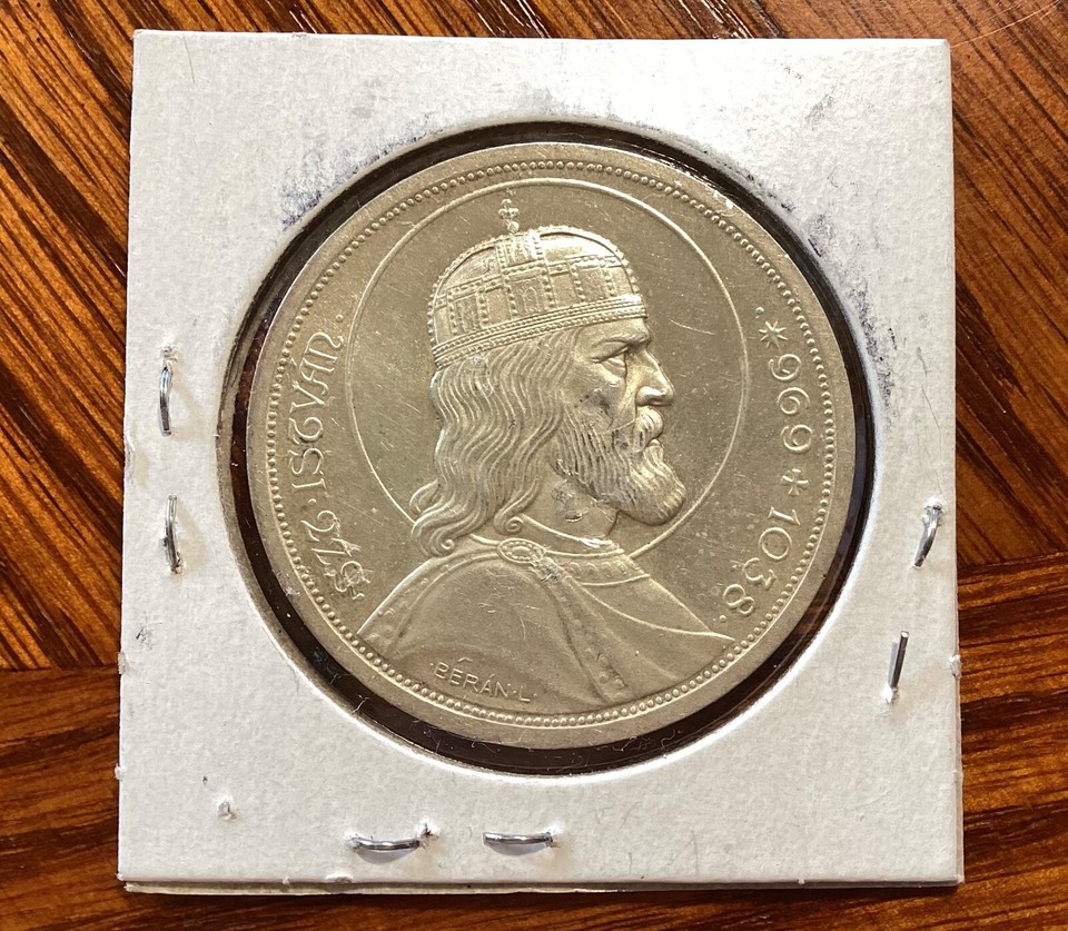 Hungary 1938 Miklós Horthy Death of St. Stephen 5 Pengő Proof Silver ...