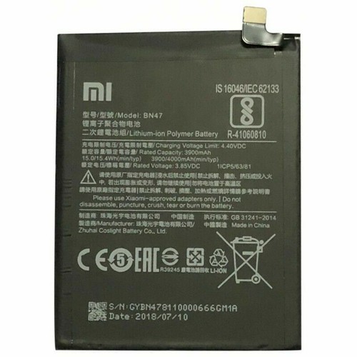 BN47 New Genuine Battery 3900mAh For Xiaomi Redmi 6Pro / For Xiaomi Mi ...
