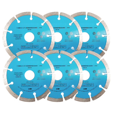 6pc Diamond Cutting Discs 115mm 4.5" Angle Grinder Masonry Stone 22.2mm ...