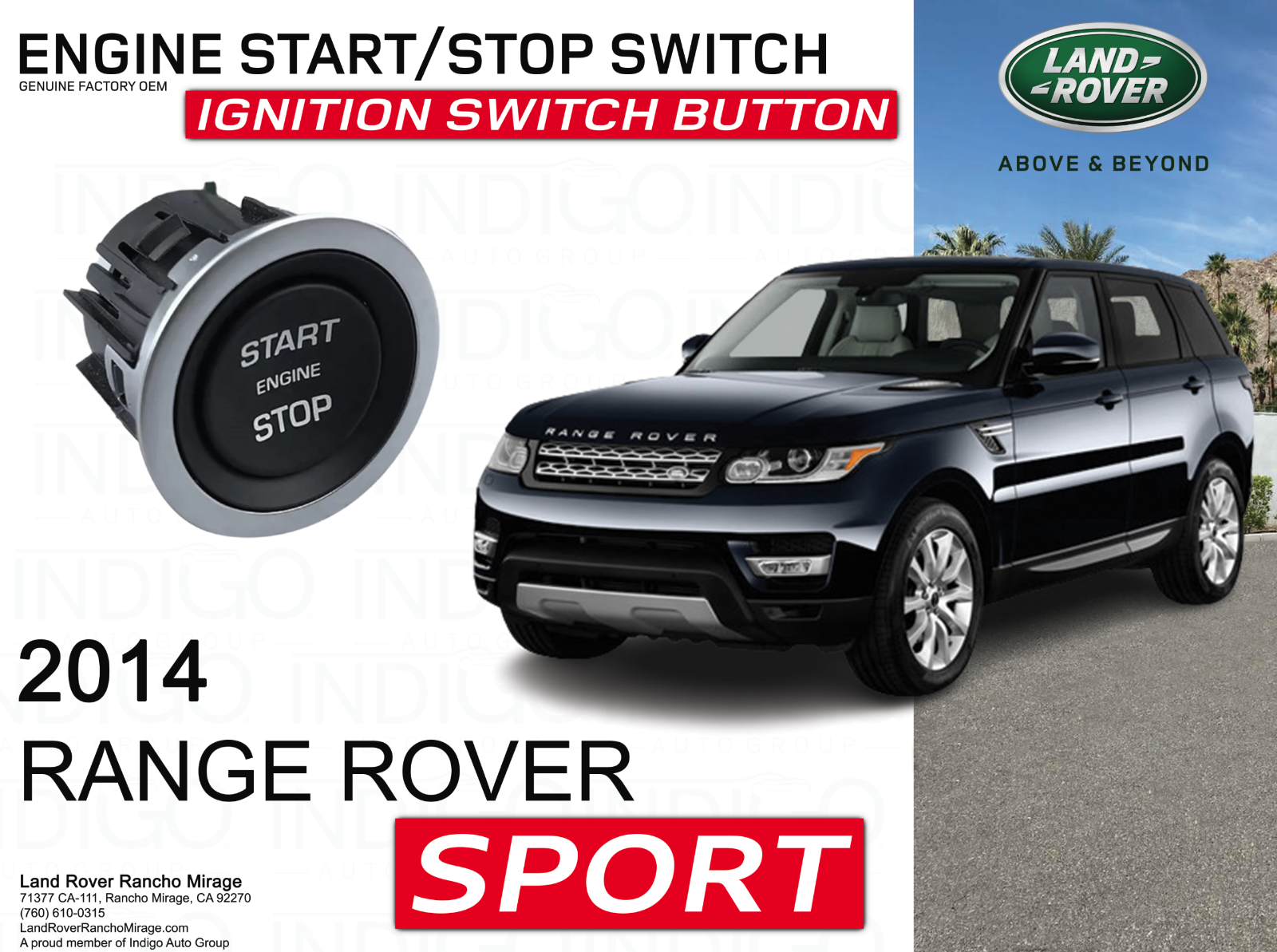 2014 Range Rover Sport OEM Engine Start Stop Ignition Switch Button ...