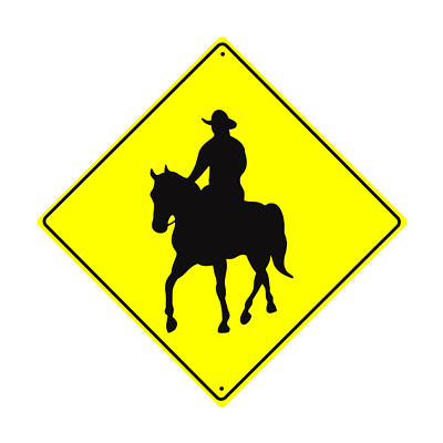 Cowboy Xing Diamond Sign Crossing Animal Road Notice Aluminum Cowboy ...