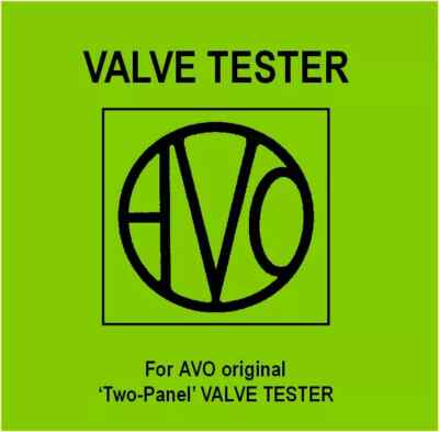 The Avo - Two Panel Valve Tube Tester Manual - DVD/USB Instructions ...