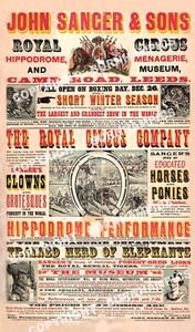 ROYAL CIRCUS POSTER - JOHN SANGER. LEEDS - VINTAGE NOSTALGIA - 3 SIZES ...