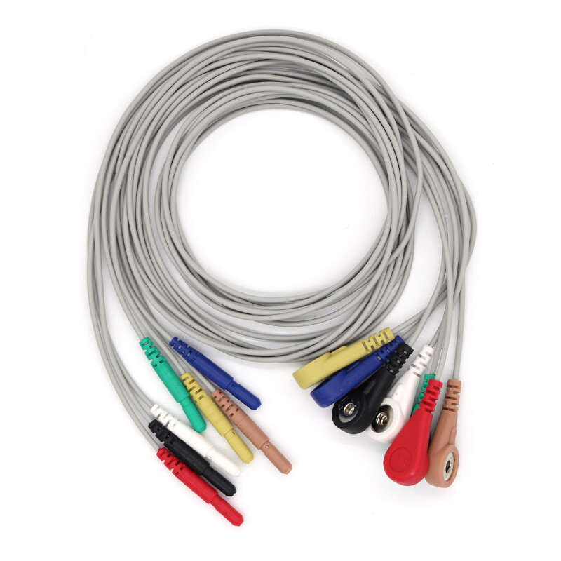 New Din Snap ECG EKG EEG 7- lead holter Cable For Patient Monitor 1.5mm ...