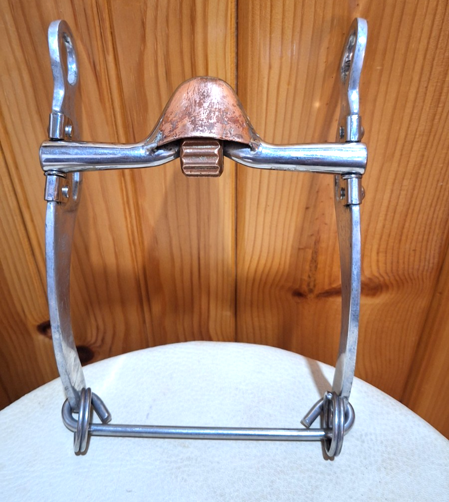 MIKE QUICK WESTERN HORSE BIT 5" MOUTH COPPER HOOD & ROLLER 7" CHEEKS 1 ...