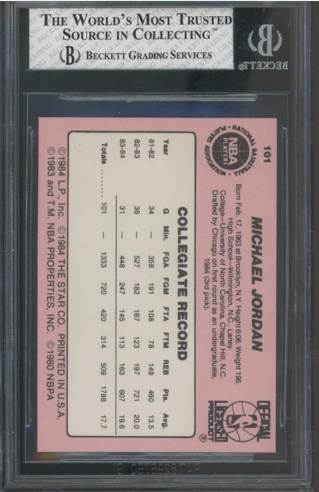 1984 Star Michael Jordan #101 BGS 7.5 with 9.5/9.5/9 Subgrades SUPER ...