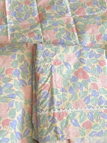 Vtg 80's Laura Ashley Lace Trim Pastel Floral Twin 4 Pc Sheet Set USA ...