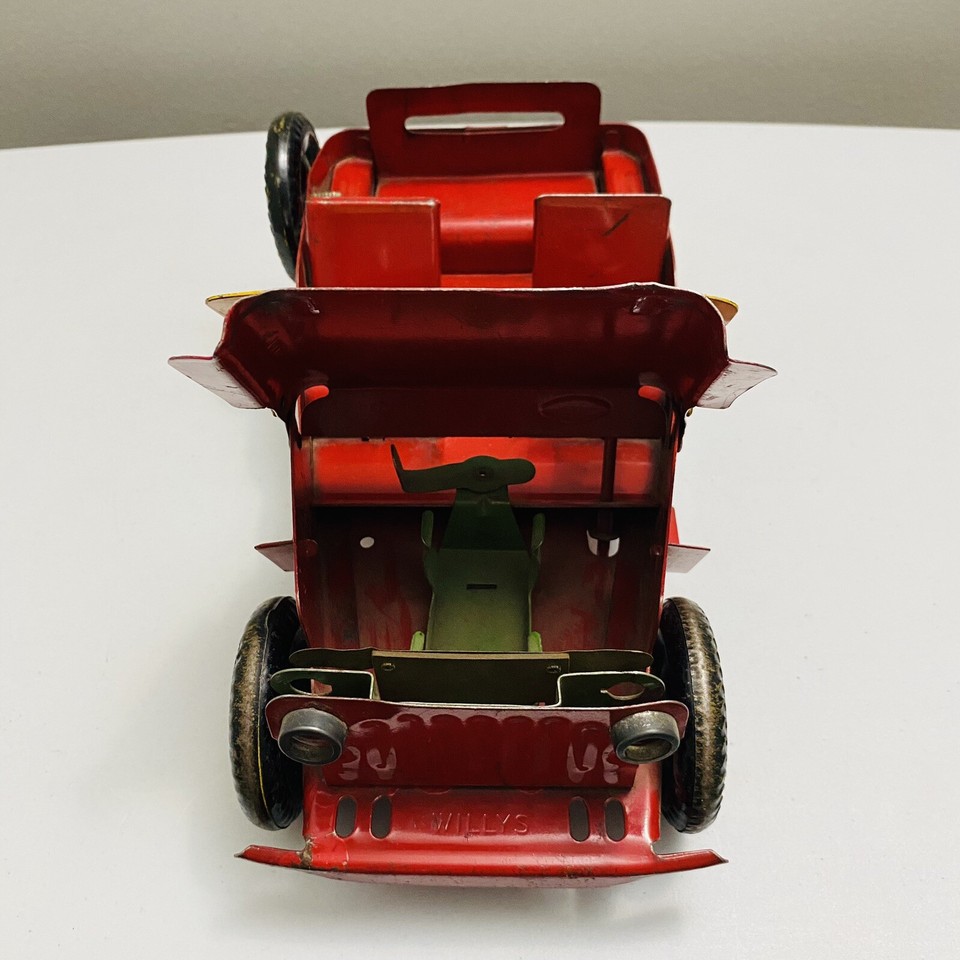 Vintage MCM 1940's Louis Marx Co. Pressed Steel Willy's Jeep Folding ...