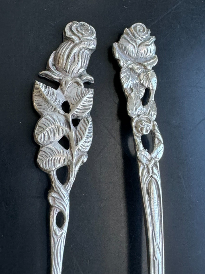 VINTAGE GERMAN ''ANTIKO'' 800 SILVER TEA/COFFEE ROSE PATTERN FLATWARE ...