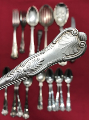 18 Pc KINGS Pattern Silverplated FLATWARE MIX + SERVING PCS Mixed ...