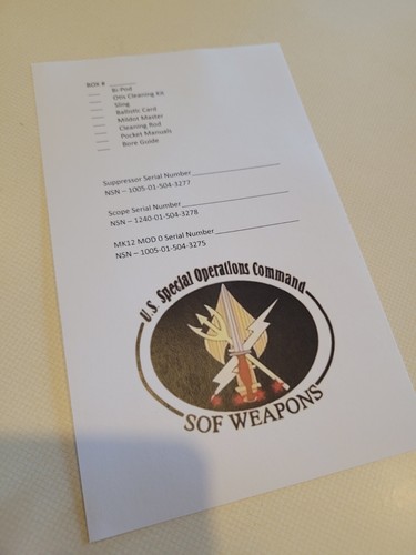 MK12 MOD 0 Deployment Case Checklist Label Pelican 1700 MOD1 MOD0 SPR ...