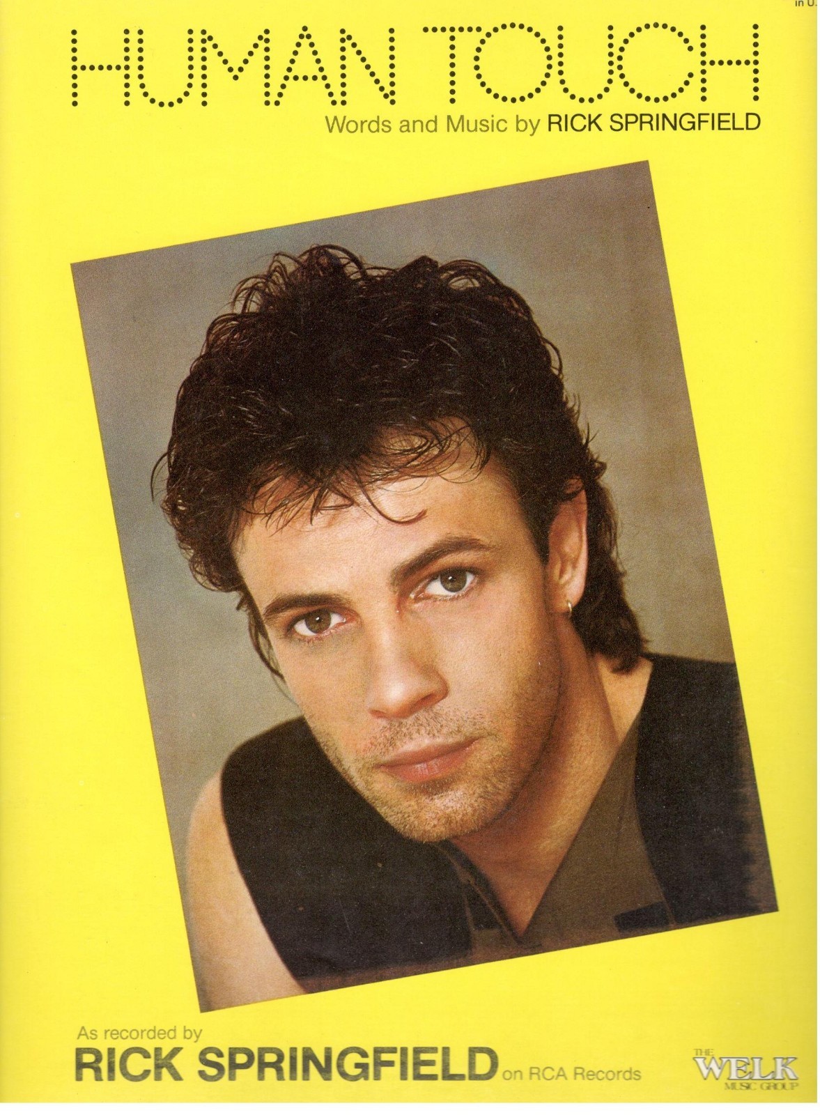 RICK SPRINGFIELD "HUMAN TOUCH" SHEET MUSIC-PIANO/VOCAL/CHORDS-1983-NEW ...