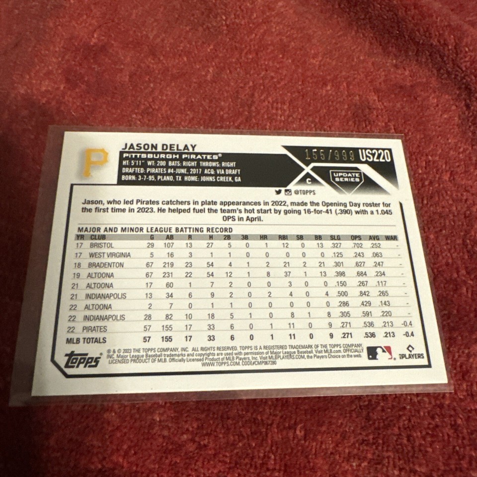 2023 Topps Update Jason Delay Blue Foil /999 | eBay