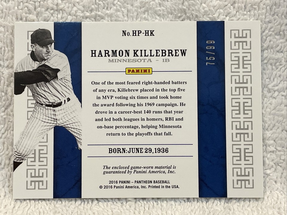 RARE 2016 Panini Honored and Privileged #HP-HK Harmon Killebrew GUJ ...