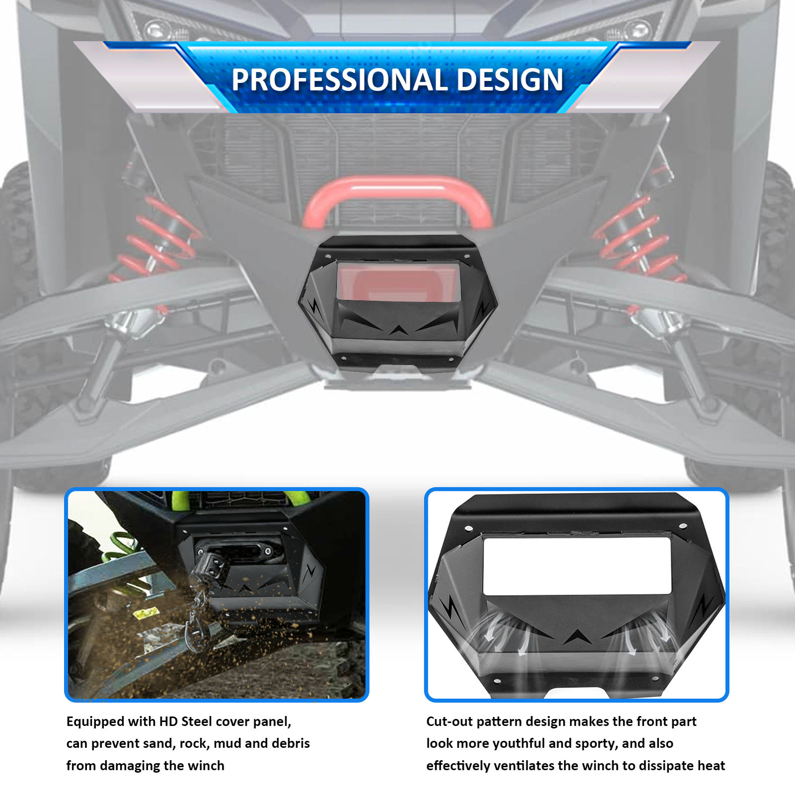 UTV Hidden Winch Mounting Bracket Kit For 2022-2023 Polaris RZR Turbo R ...