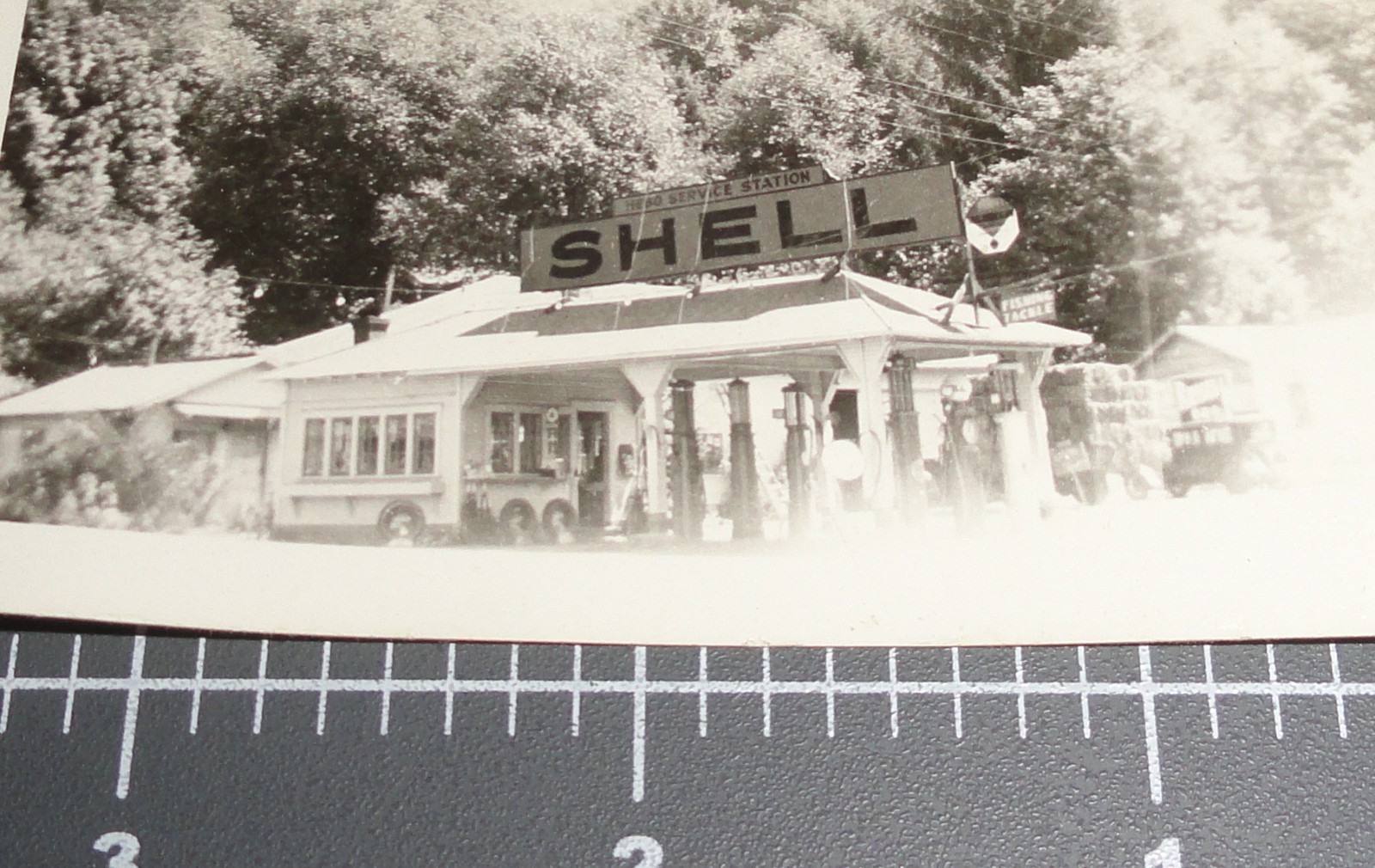 1930's SHELL Gas Service Station SIGN Visible Gas Pump Roadside Vintage ...