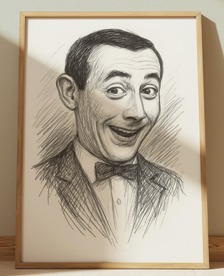 PEE-WEE HERMAN DRAWING PRINT PORTRAIT SKETCH 8" x 10" PEE-WEE HERMAN ...