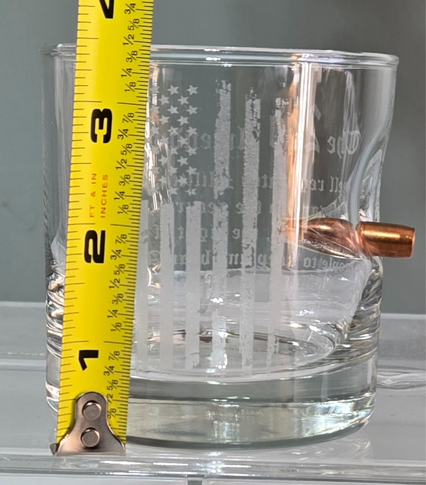 BenShot Old Fashioned Whiskey Glass Embedded Bullet 2nd Amendment ...