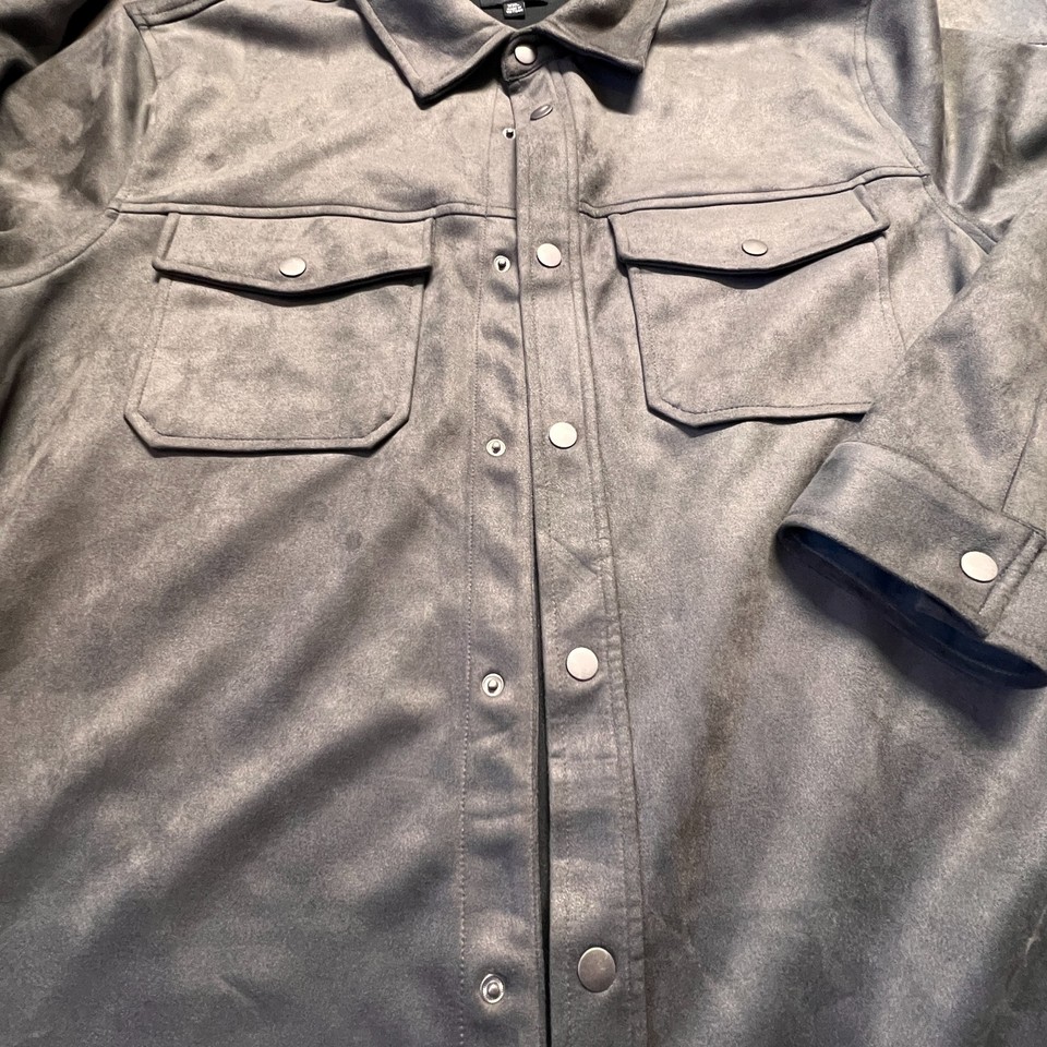 Frye Men's 2XL Classic Fit Chest Pockets Faux Suede Shirt Jacket ...