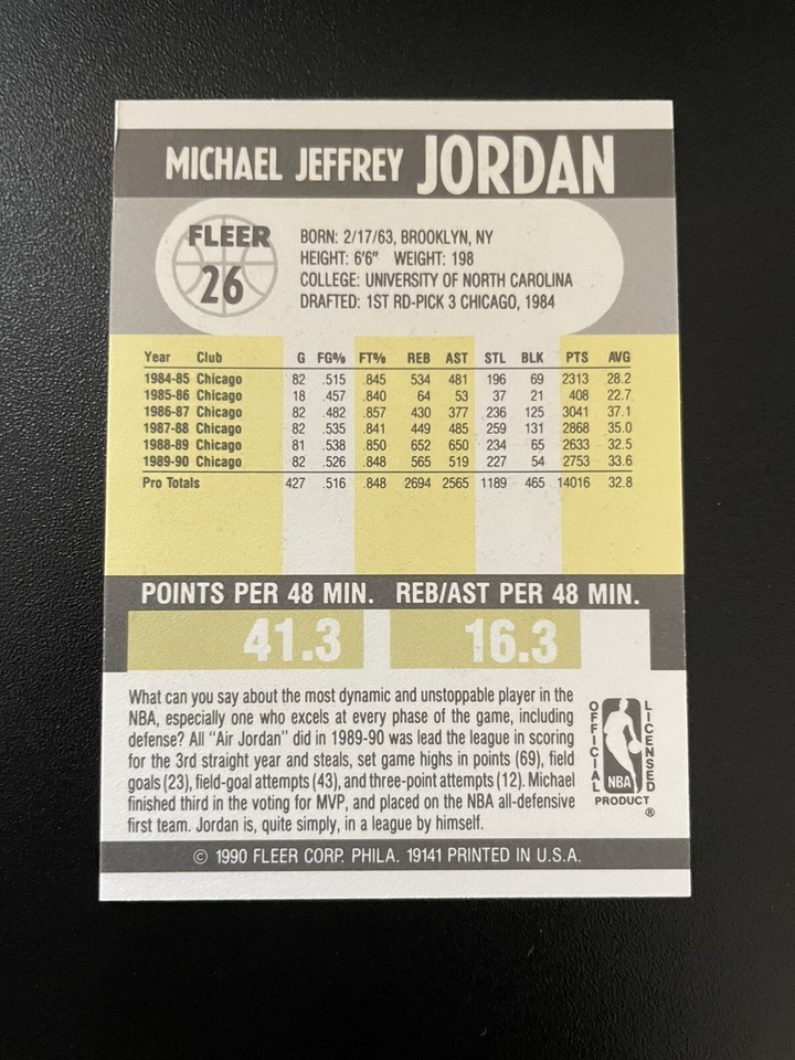 1990-91 Fleer No Line Error Michael Jordan | eBay