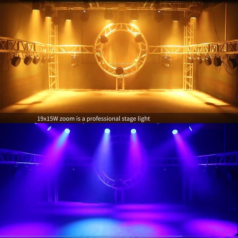2Pcs LED Aura 19x15W RGBW Beam Wash Zoom Moving Head Lighting DMX DJ ...