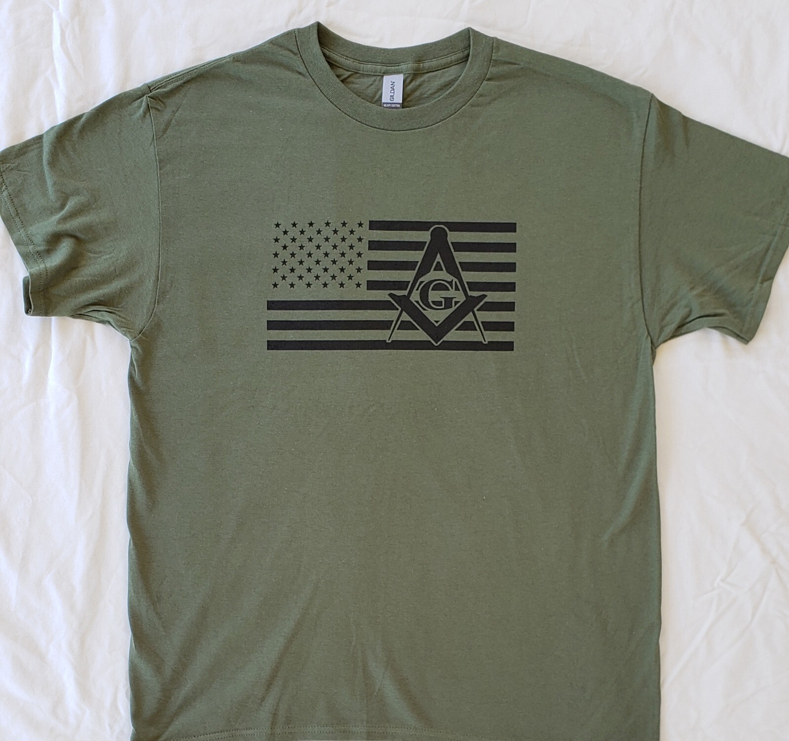 Masonic T-Shirt TEE Green Freemason USA Flag American Square Compass | eBay