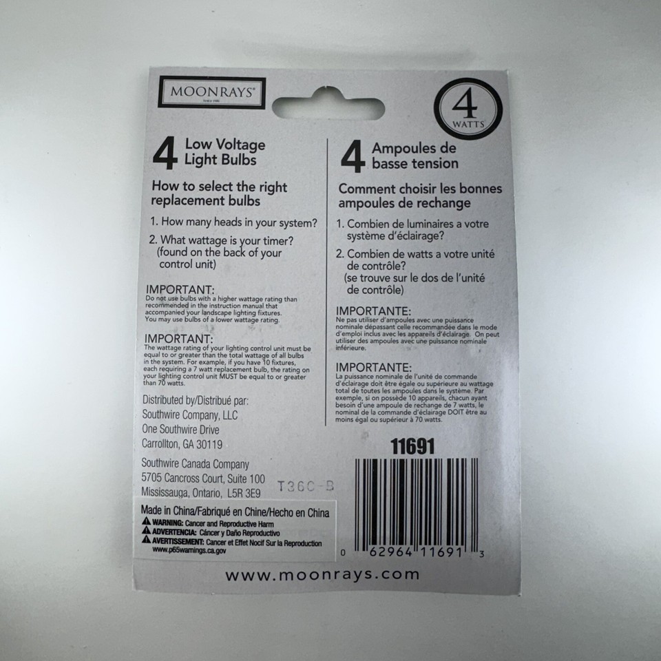 Moonrays 4 Low Voltage Light Bulbs Red 12 Volts 4 Watts 10 Packs (4 ...