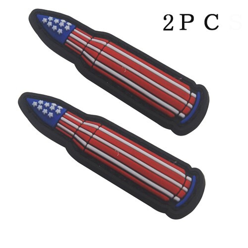 2PCS 3D PVC BOMB BULLET BILL US AMERICAL FLAG TACTICAL RUBBER HOOK&LOOP ...